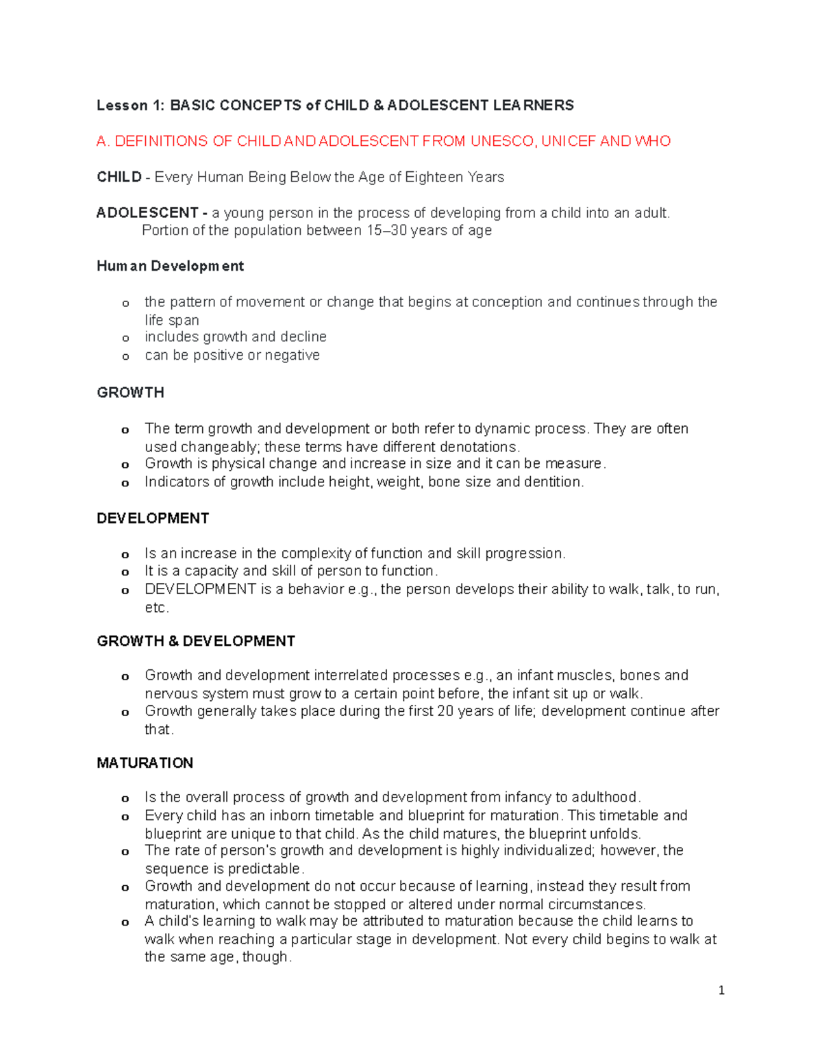 CAD Lesson 1 Basic Concepts - Lesson 1: BASIC CONCEPTS of CHILD & ADOLESCENT LEARNERS A. - Studocu
