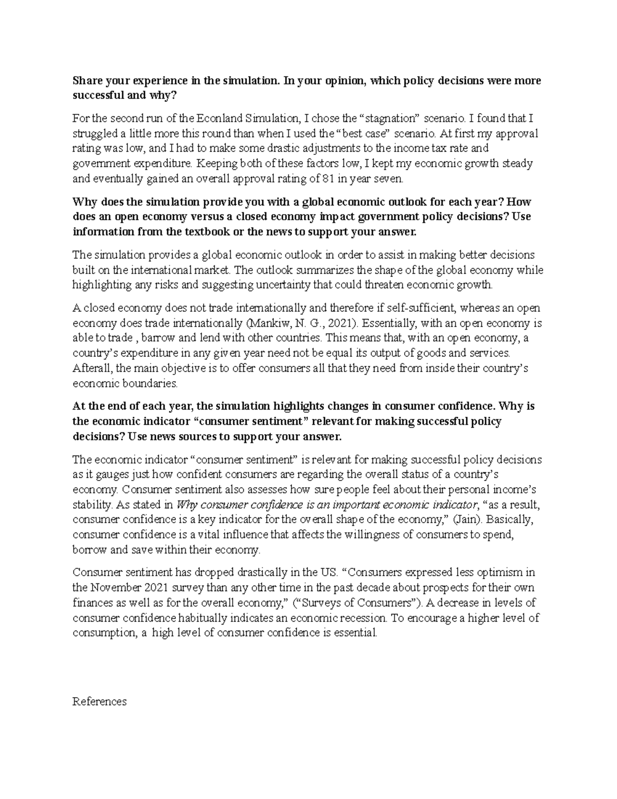 ECO-202 Module 7 Discussion: Insights from the Second Econland Run ...