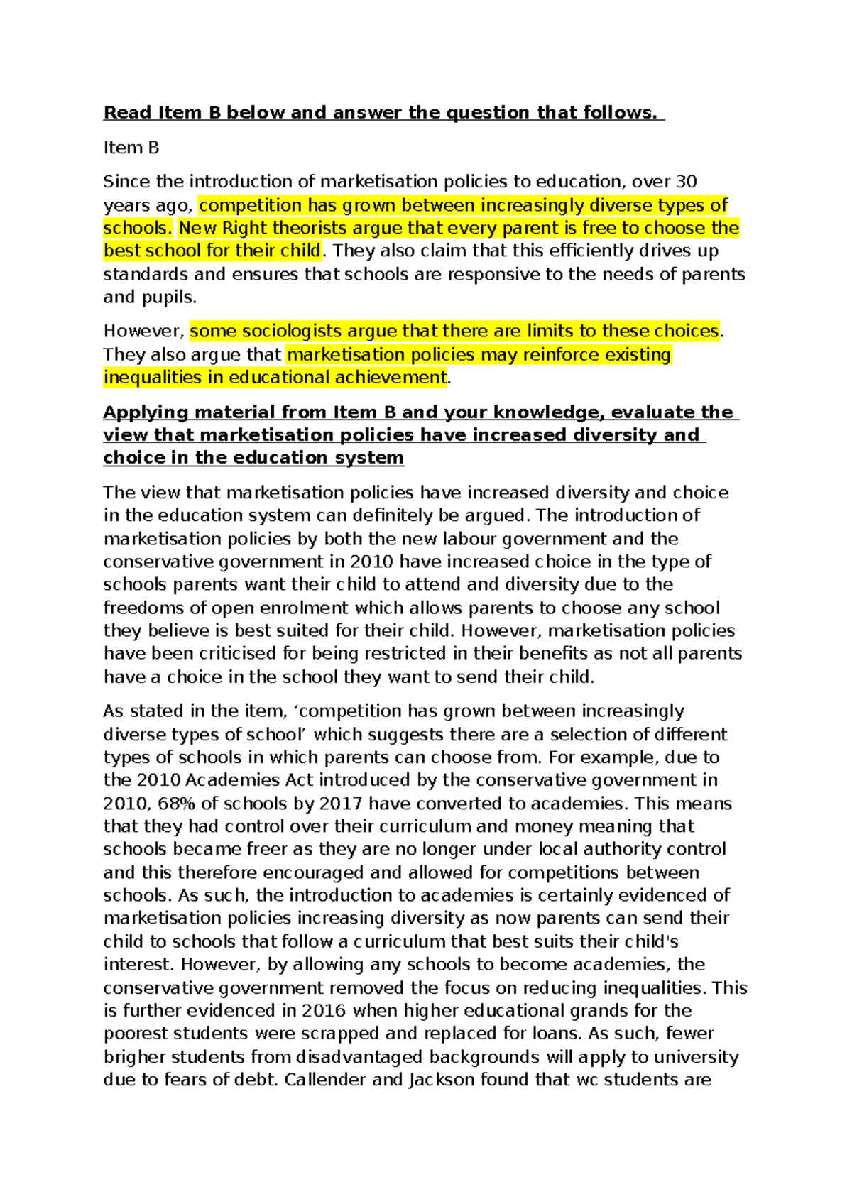 Marketisation Policies in Education: Evaluating Diversity and Choice ...