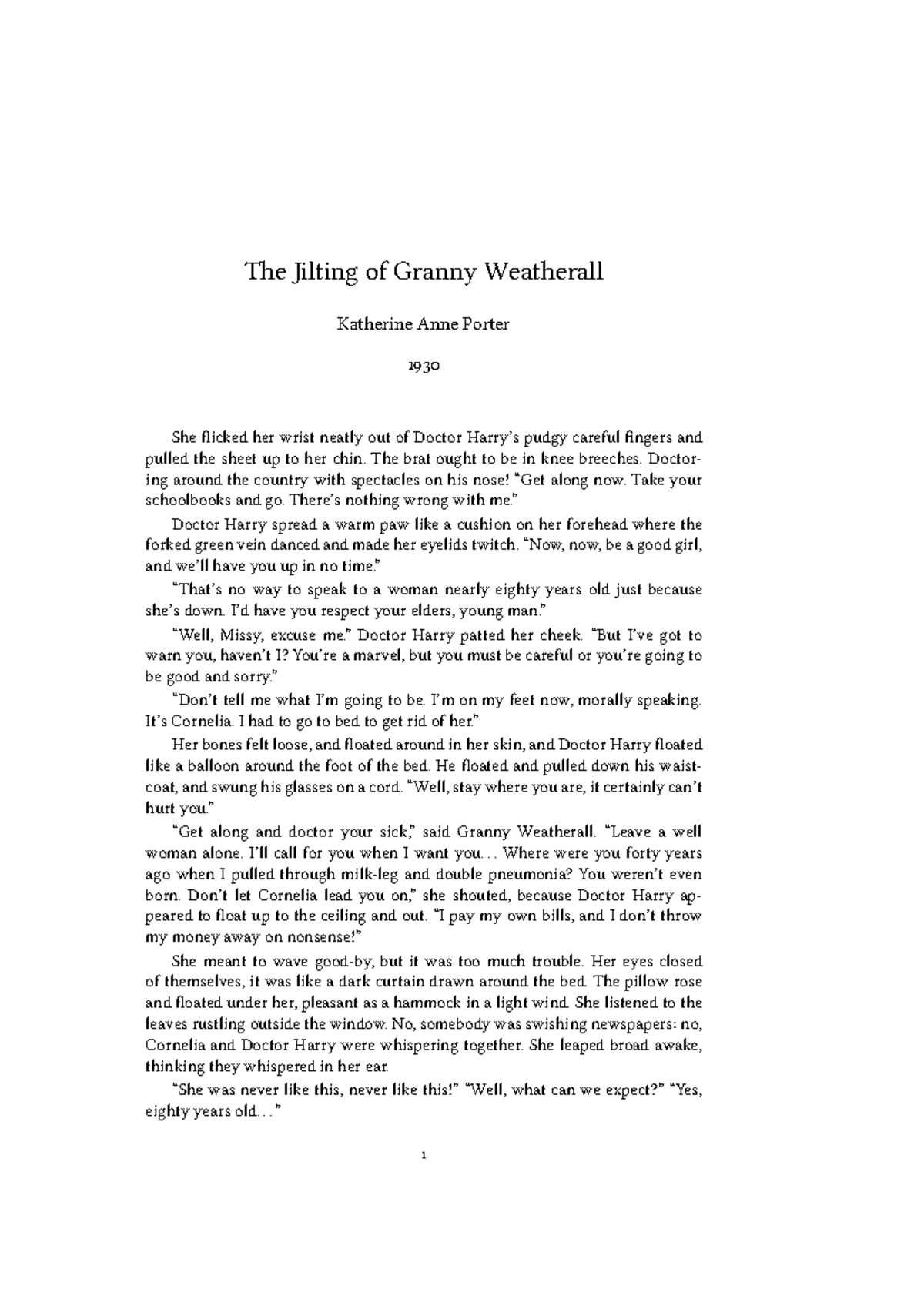 The Jilting of Granny Weatherall: Themes and Analysis in KAP's Work ...