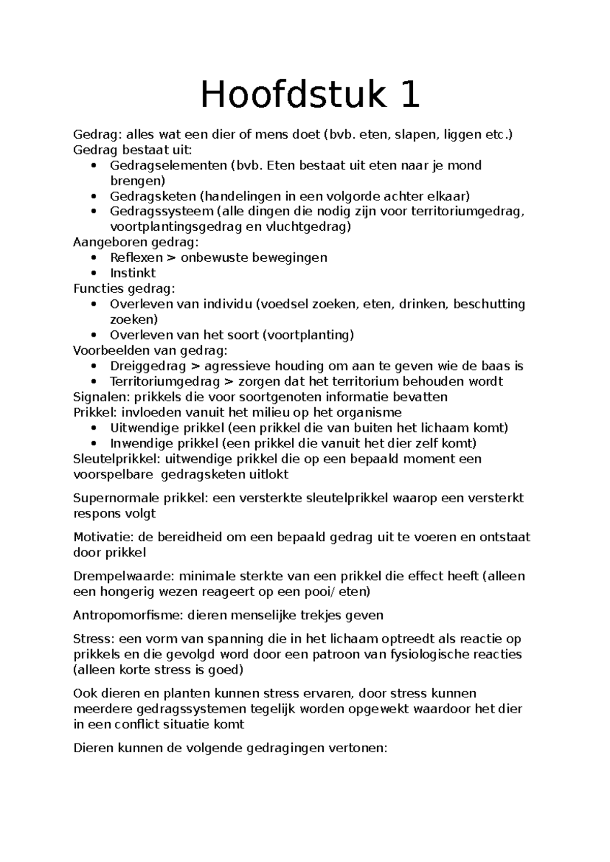 Biologie H1-H8: Gedrag, Voeding en Ontwikkeling van Organismen ...