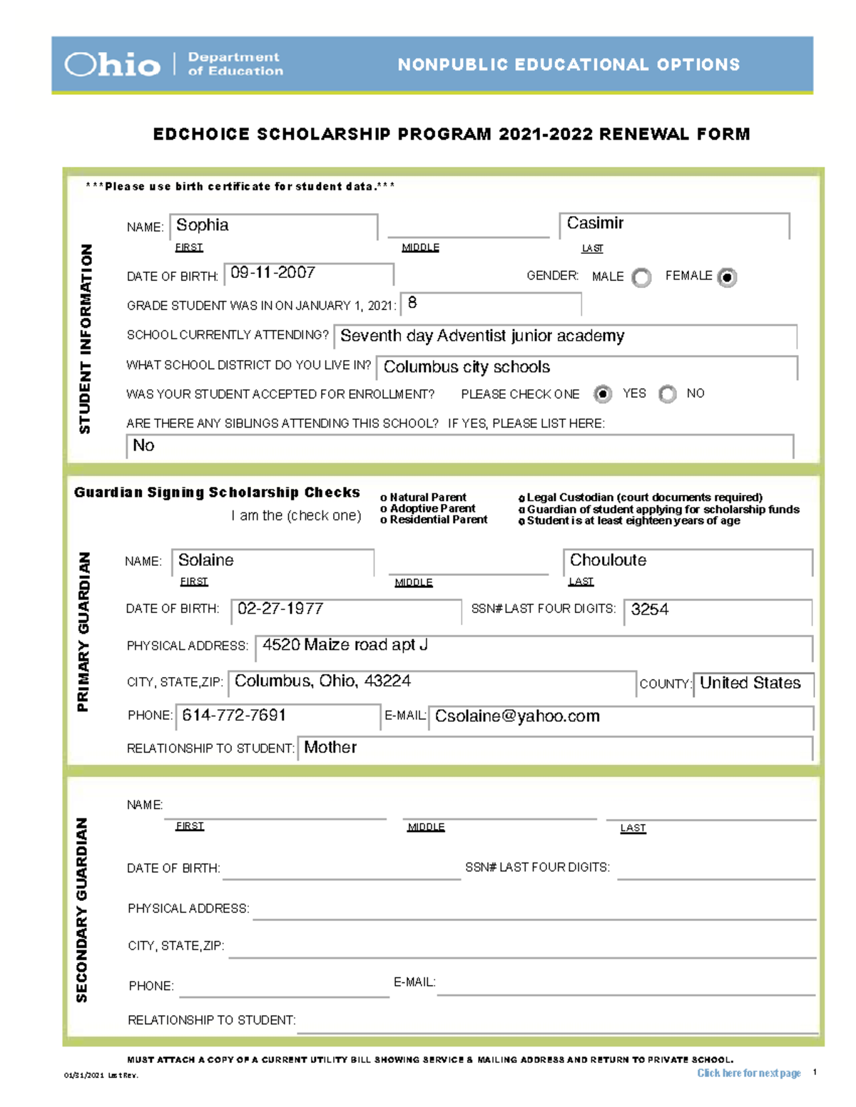 EdChoice Scholarship Program Renewal Form FY2021-2022 - Studocu