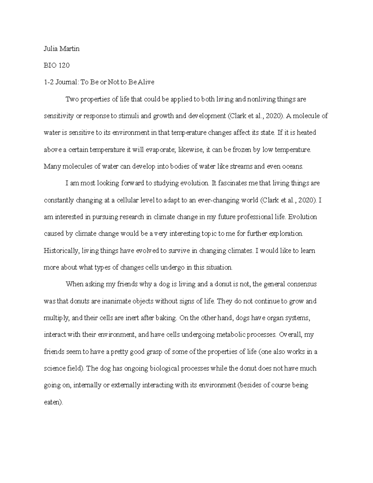 BIO 120 1-2 Journal: Exploring Life's Characteristics and Evolution ...