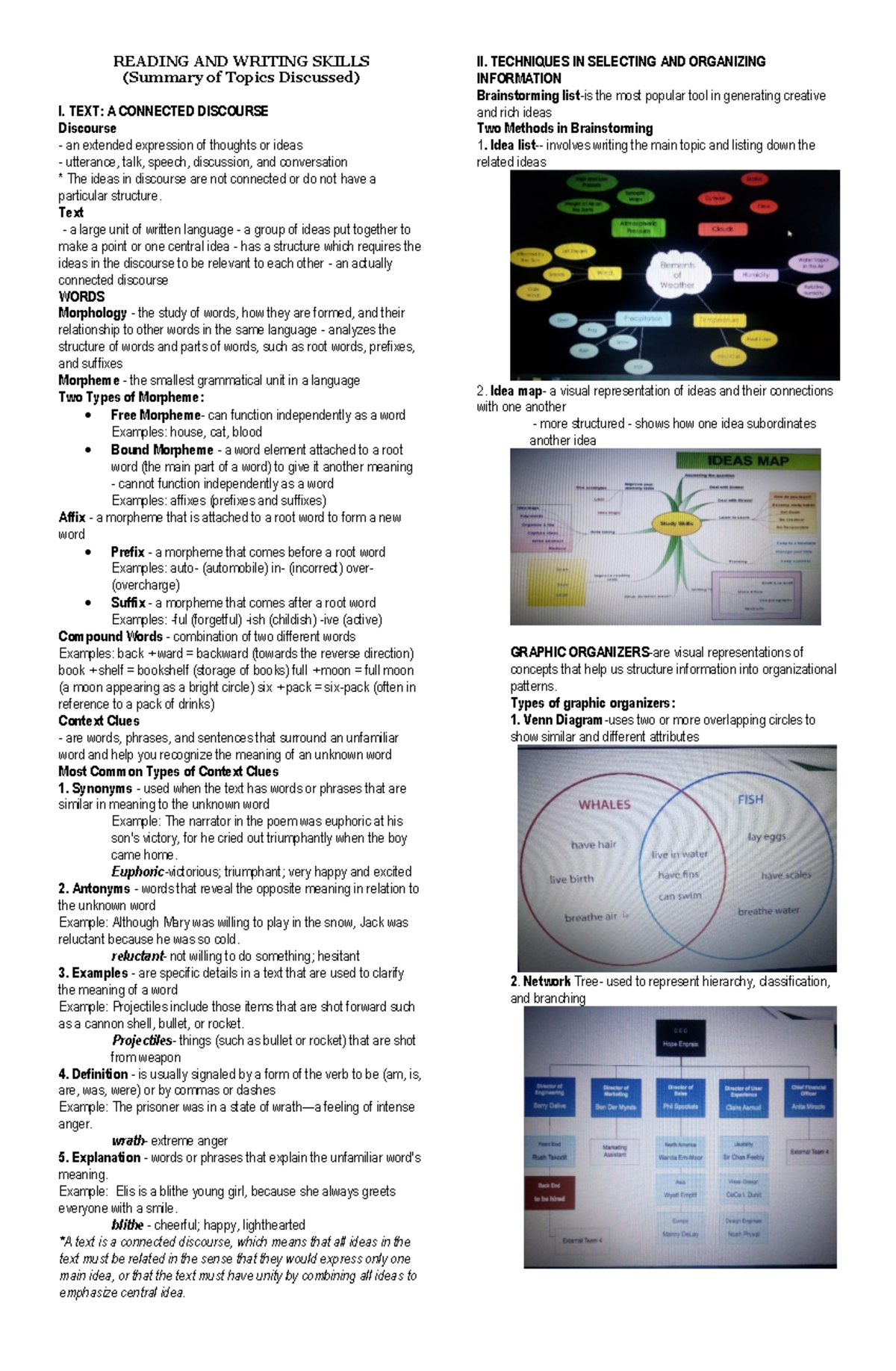 lesson plan in reading and writing skills - READING AND WRITING SKILLS ...