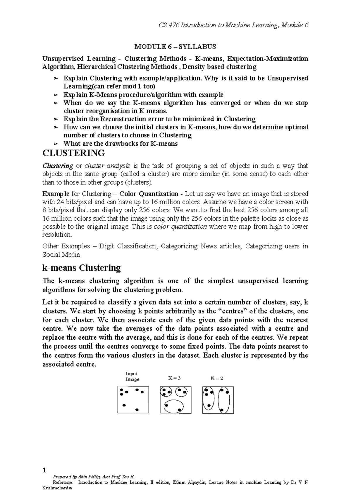 Machine learning Module 6 - 1 Prepared By Abin Philip, Asst Prof, Toc H ...