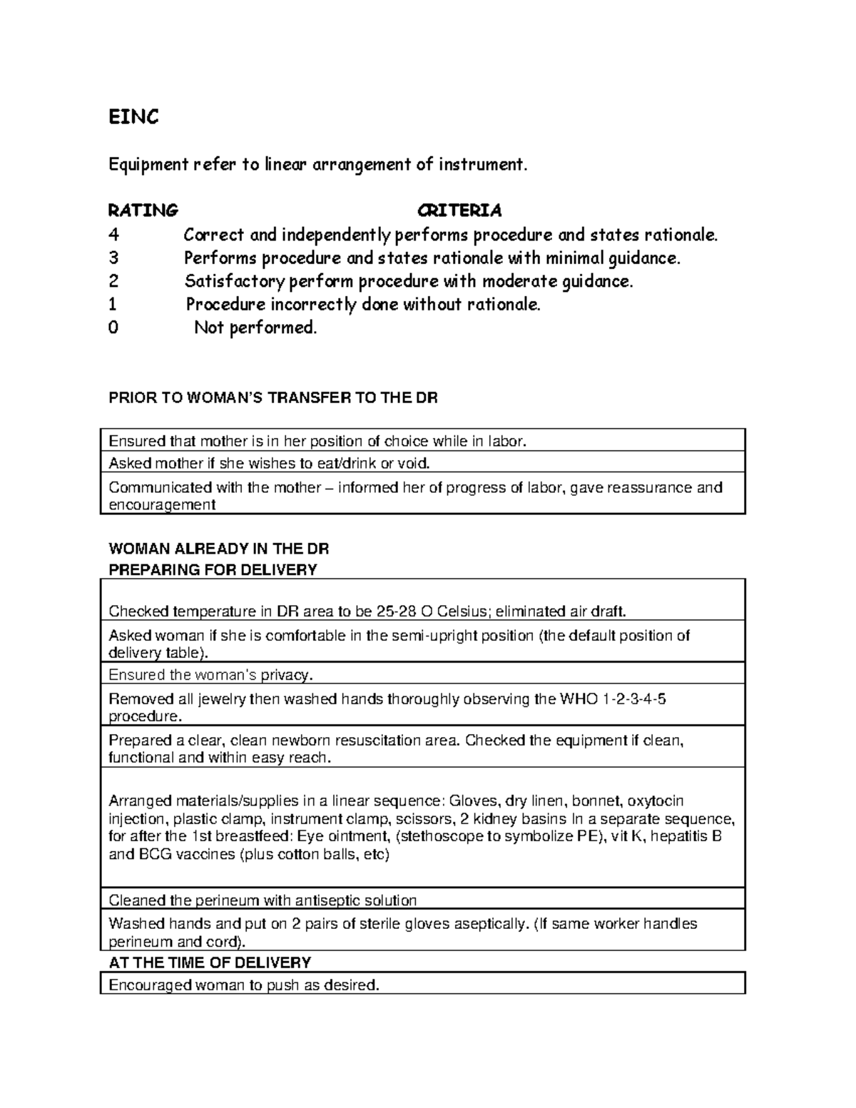EINC SC RETURN DEMONSTRATION - EINC Equipment refer to linear ...