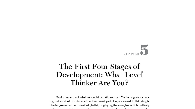 CHAPTER 5: The First Four Stages of Development in Critical Thinking ...