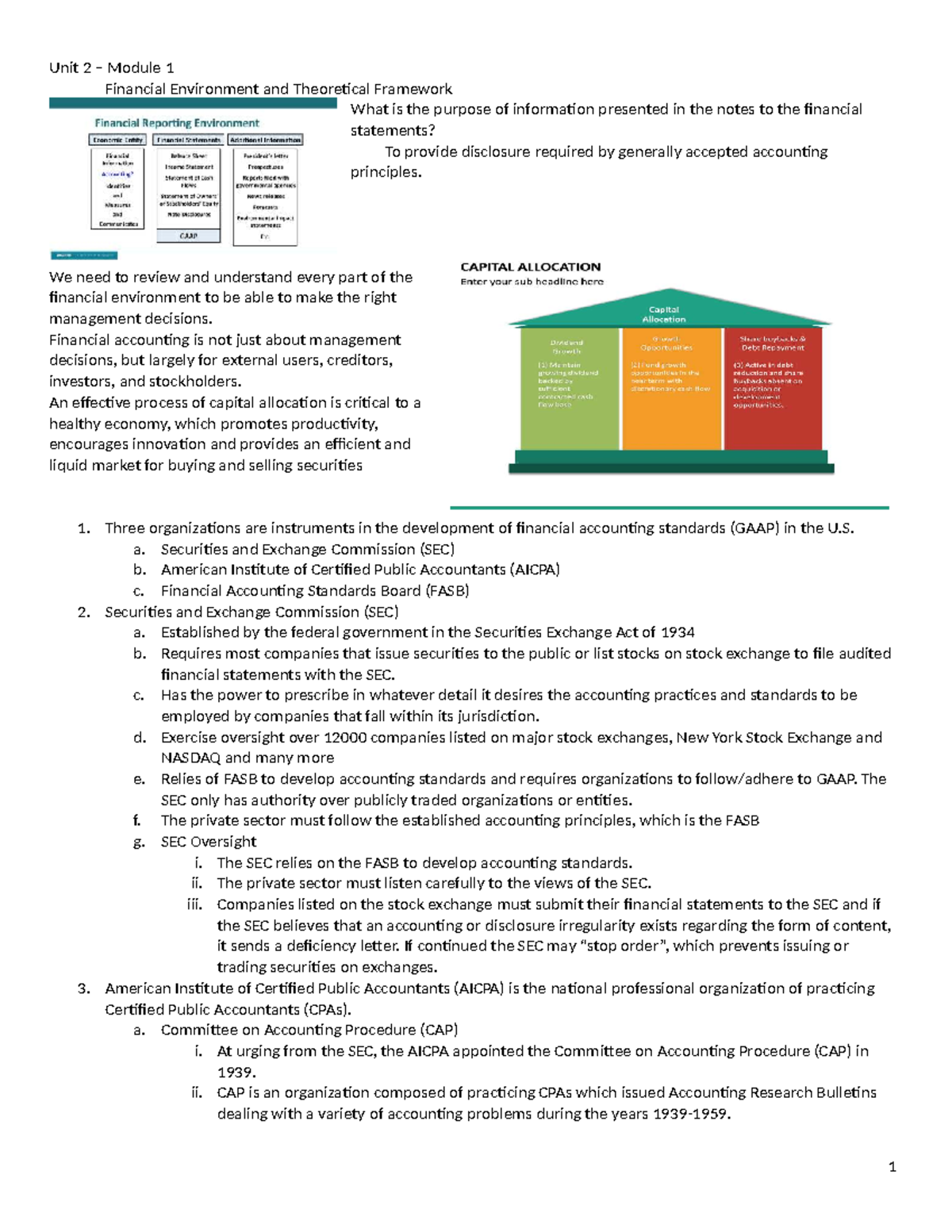 D103 Study Guide: Financial Environment & Accounting Framework - Studocu