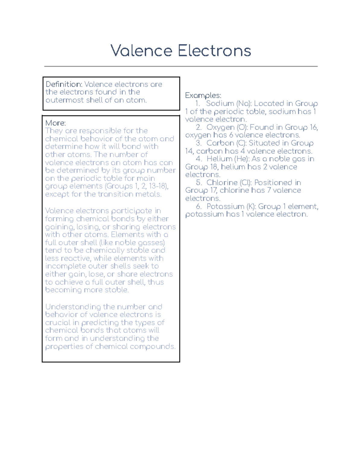 Valence Electrons: Key Concepts & Examples for Chemistry Students - Studocu