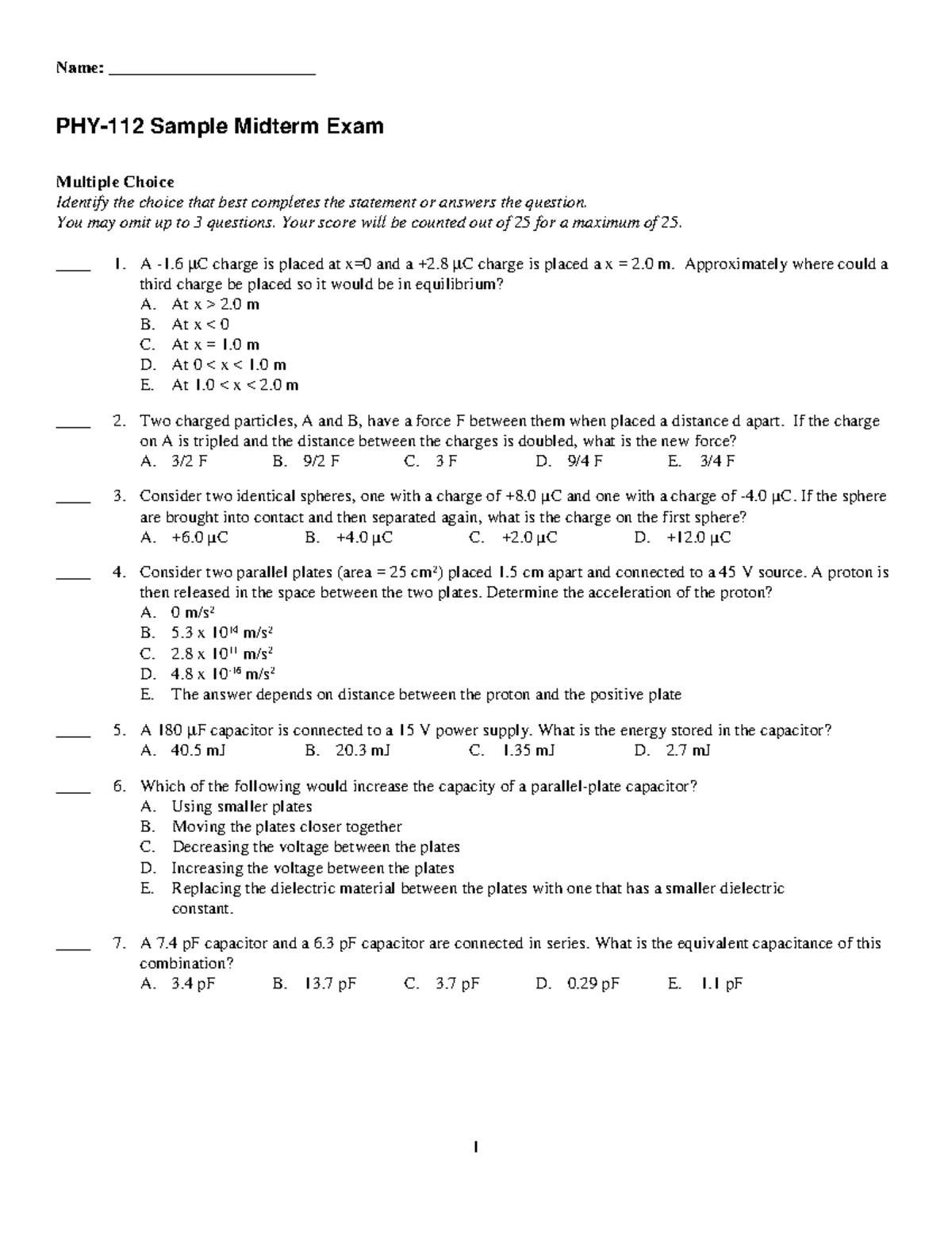 PHY-112 Topic 5 Multiple-Choice Practice Quiz for Exam Prep - Studocu