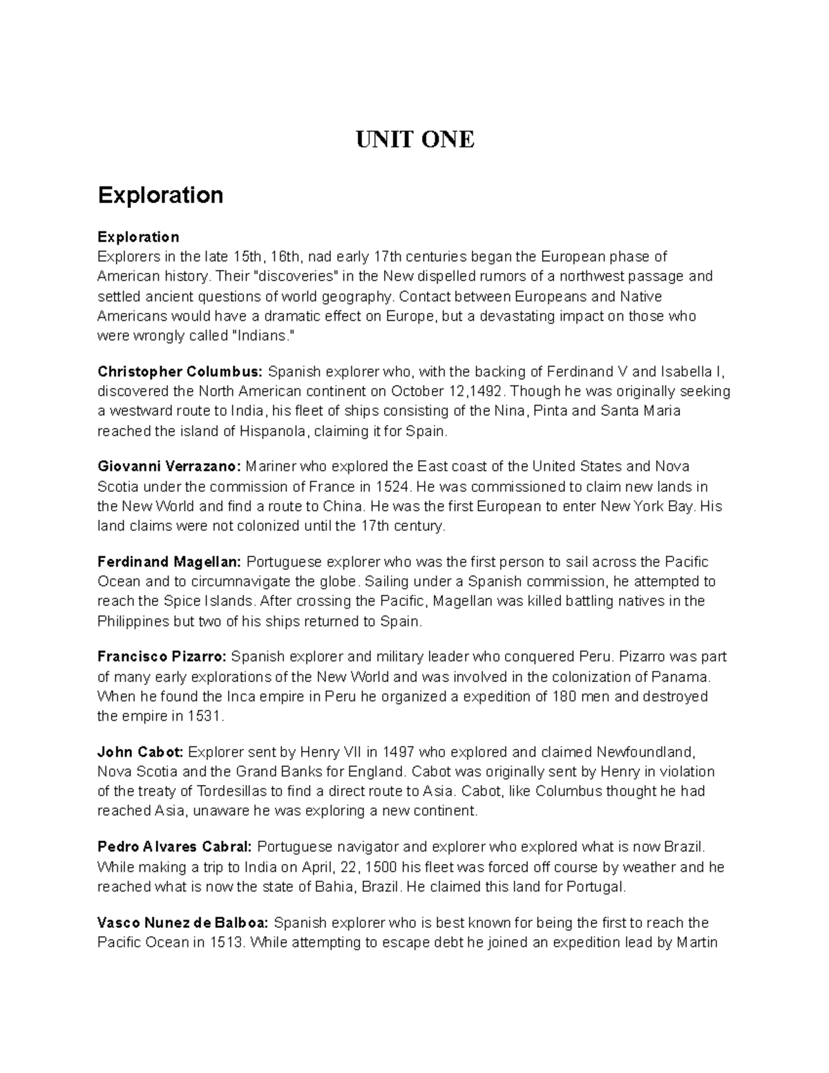 APUSH Unit Notes: Exploration, Colonization, and Early American Society ...