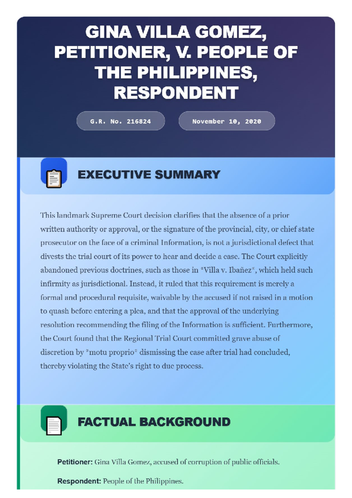 Villa-Gomez vs. People of the Philippines: G.R. No. 216824 Case Summary ...
