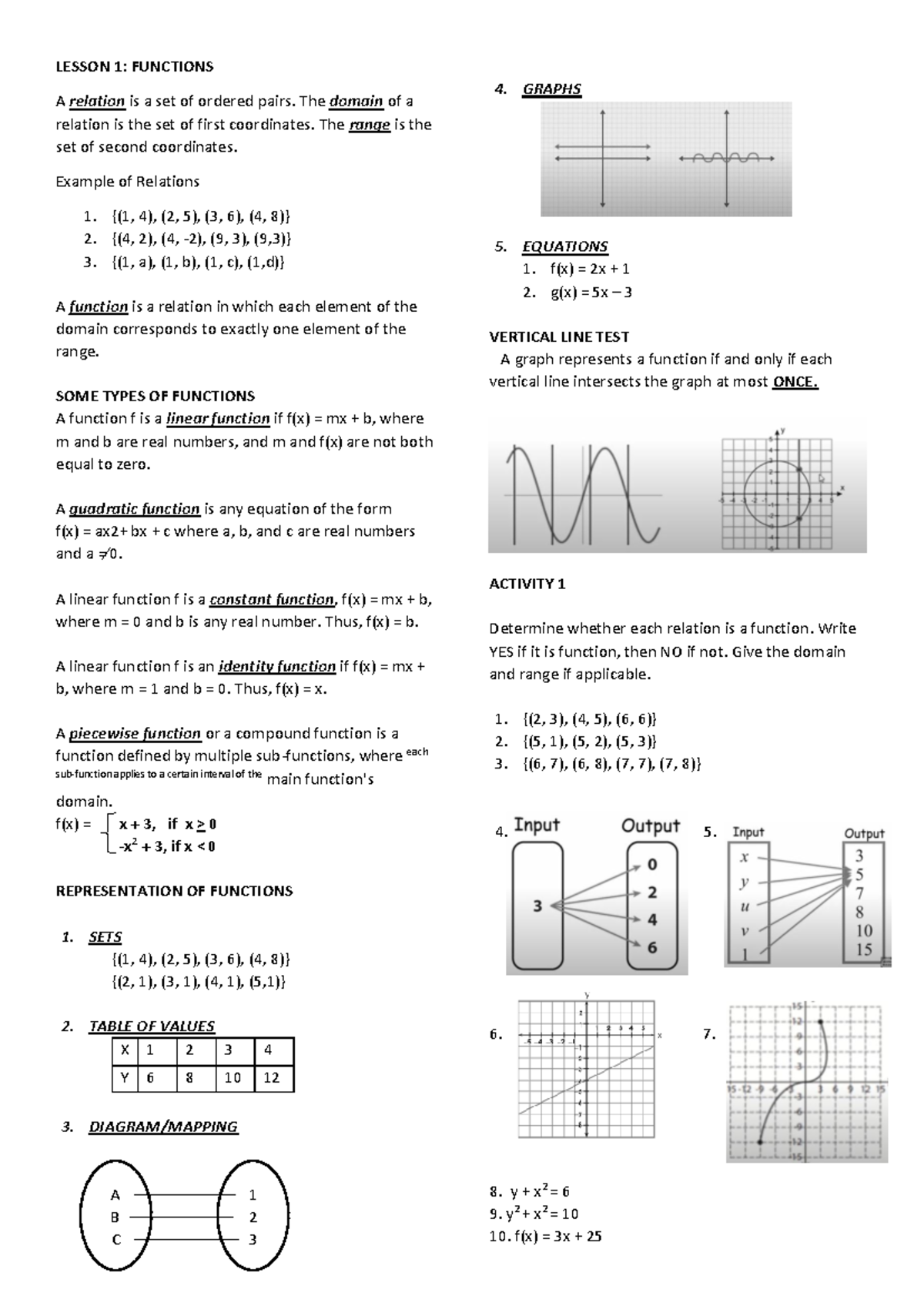 Gen Math Lesson 1: Understanding Functions and Their Types - Studocu
