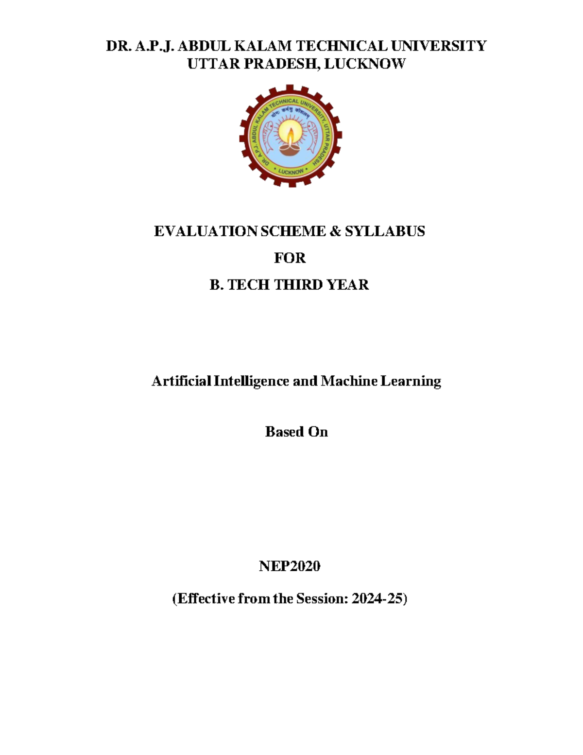 Aiml Syllabus 3rd year 2024-25 - DR. A.P. ABDUL KALAM TECHNICAL ...