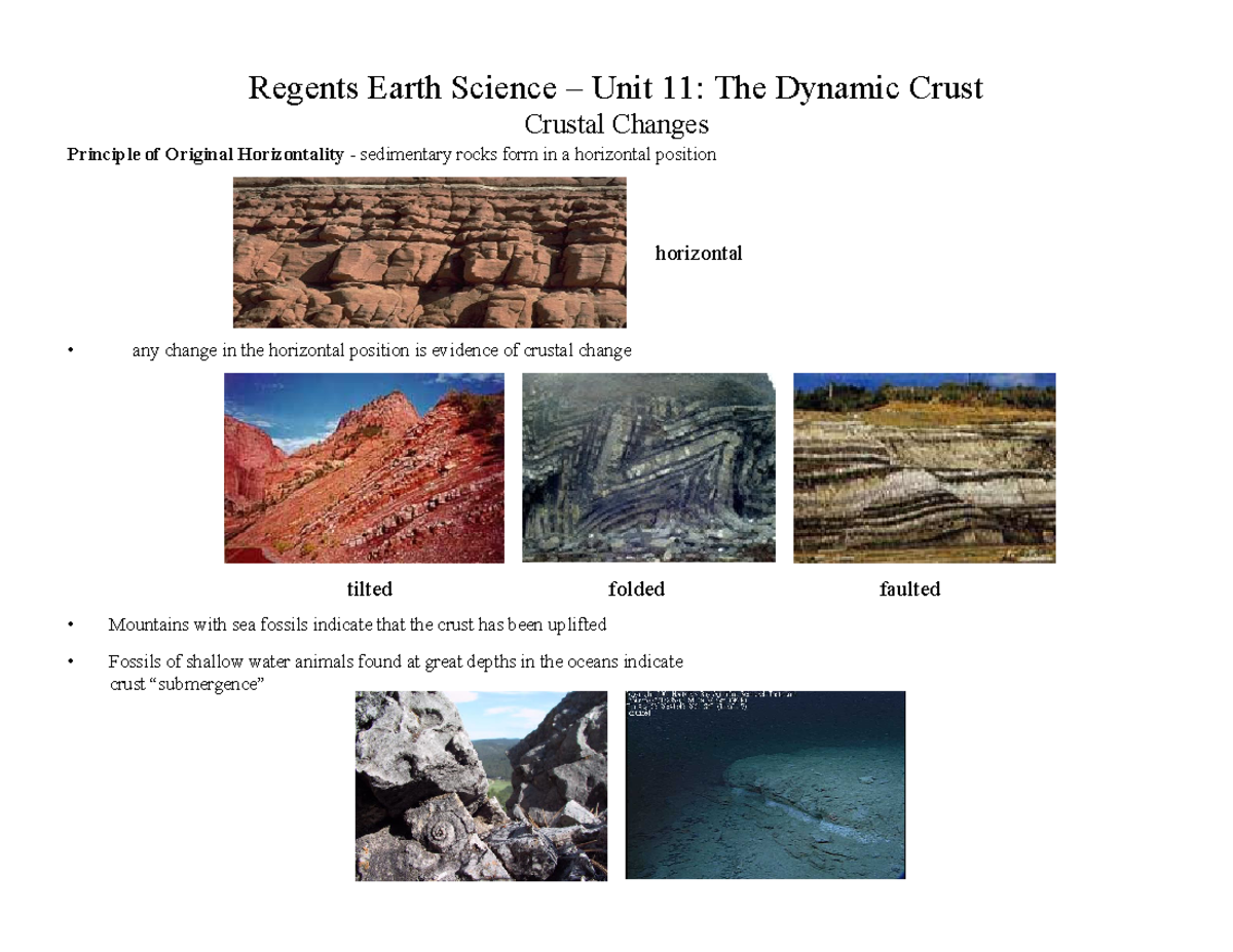 Unit Dynamic Crust - Earth science regents - - Studocu