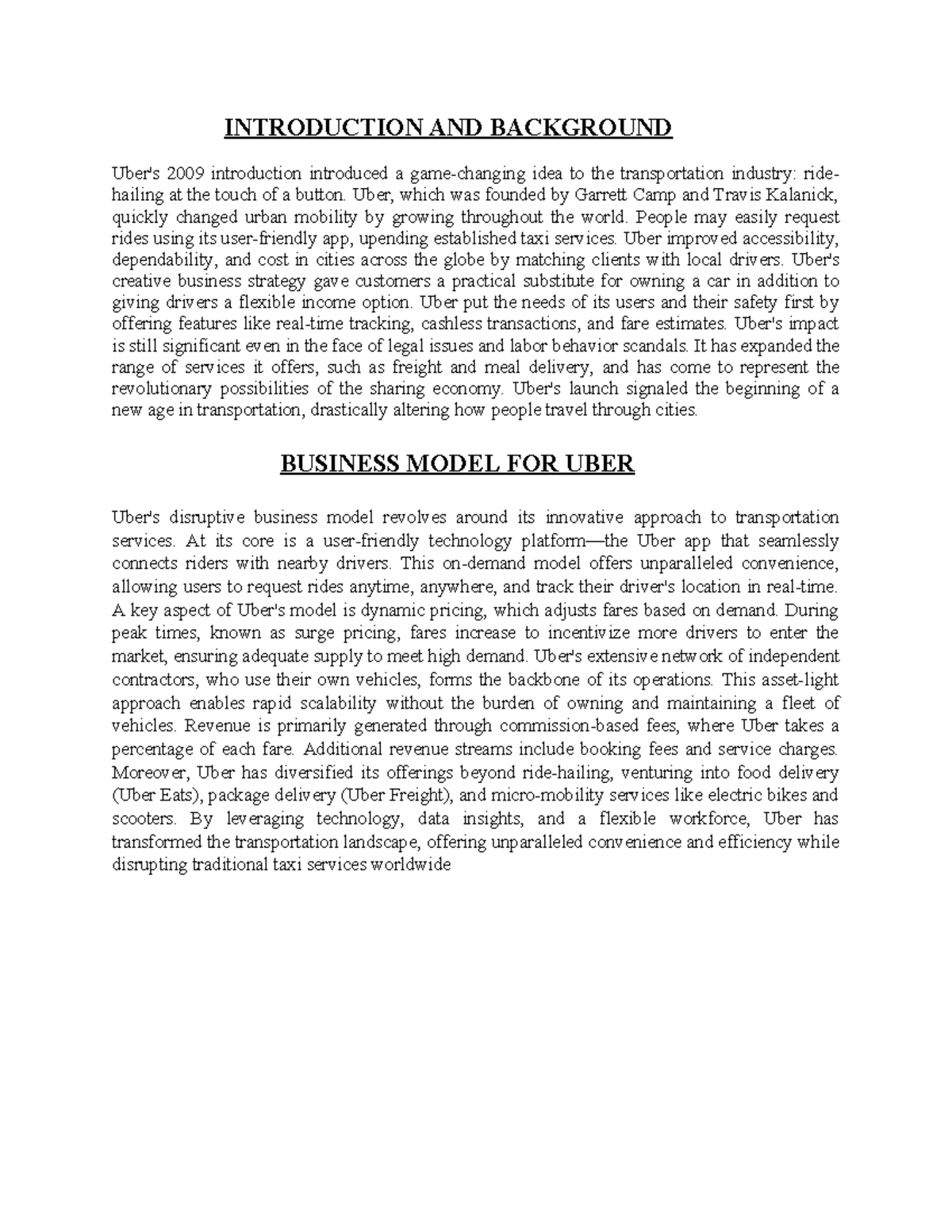 Case Study of Uber: Challenges, Strategies, and Success Factors - Studocu