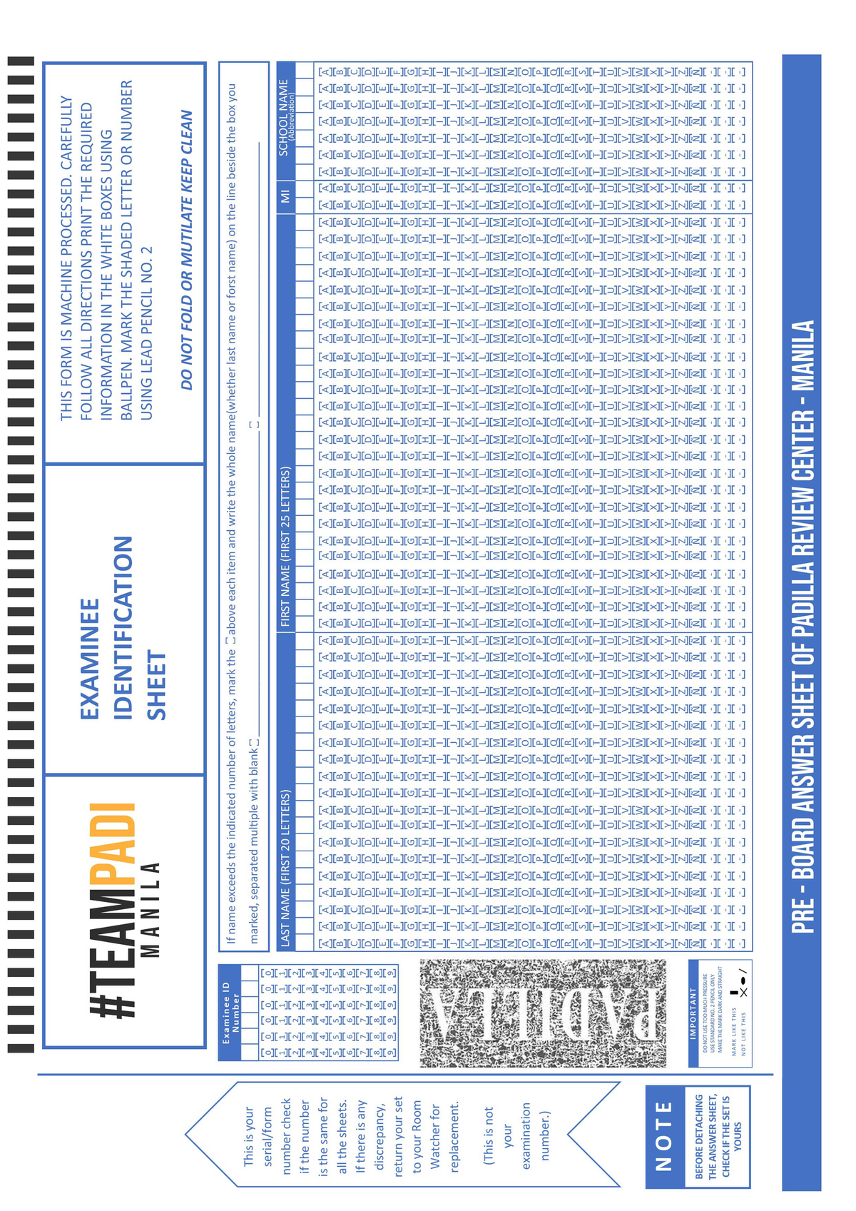 Pre-Board Answer Sheet Instructions - Padilla Review Center - Studocu