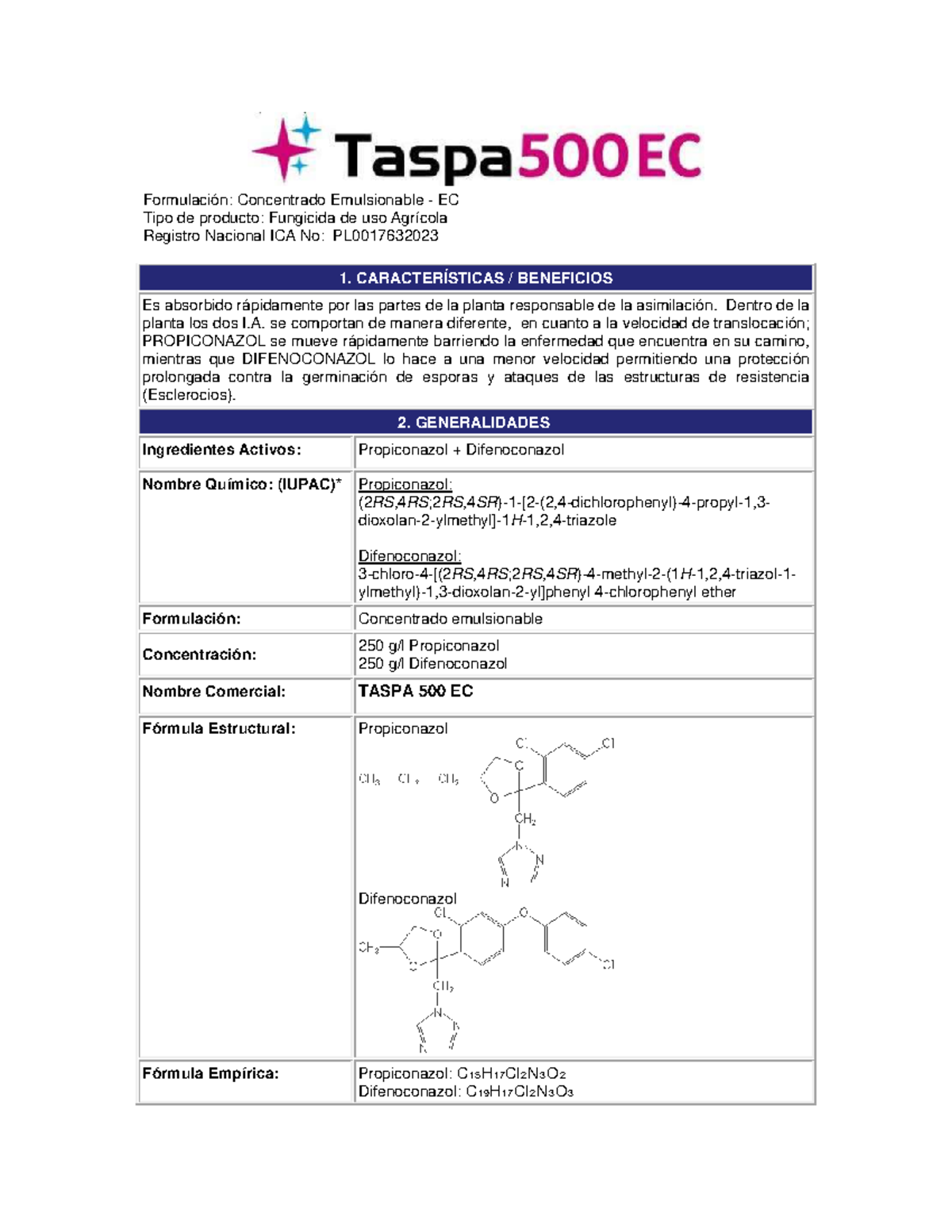 Ficha Técnica Taspa 500 EC: Fungicida Agrícola (Mayo 2024) - Studocu