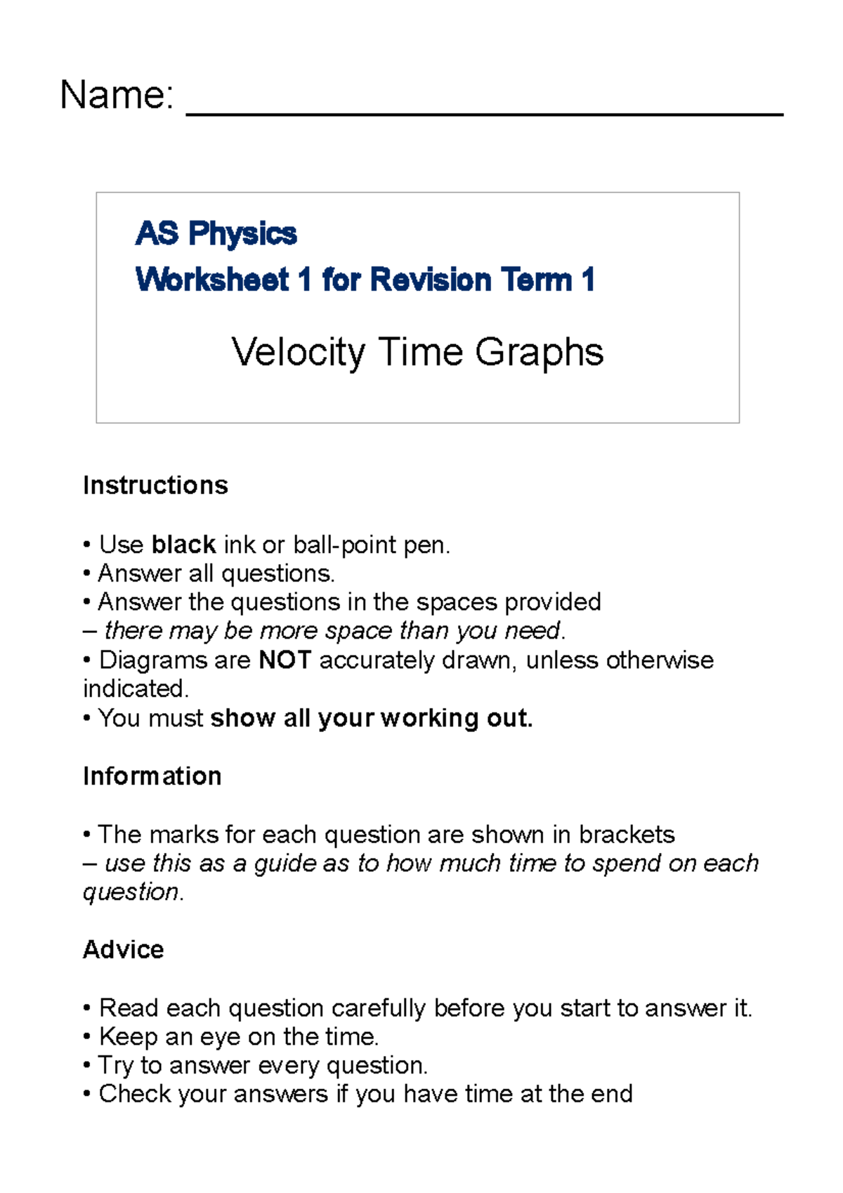 GCSE Velocity-Time Graphs Revision Notes for Exam Preparation - Studocu