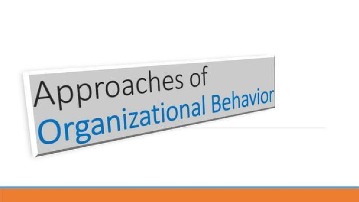 approaches of organizational behavior - The Understanding of OB is very ...