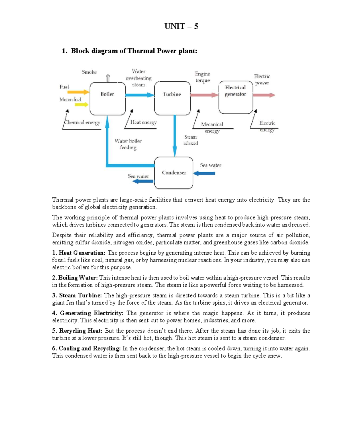 Thermal Power Plant Overview and Key Components (ENG 101) - Studocu