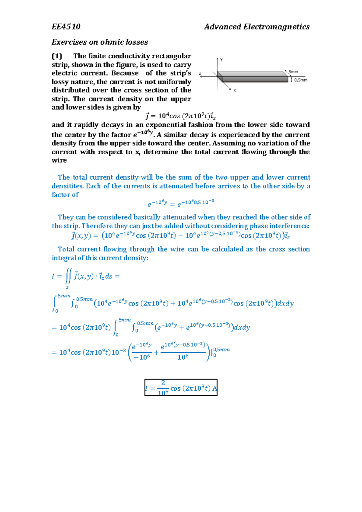 Solutions Topic 1 - Ohmic Losses Exercises and Calculations - Studeersnel