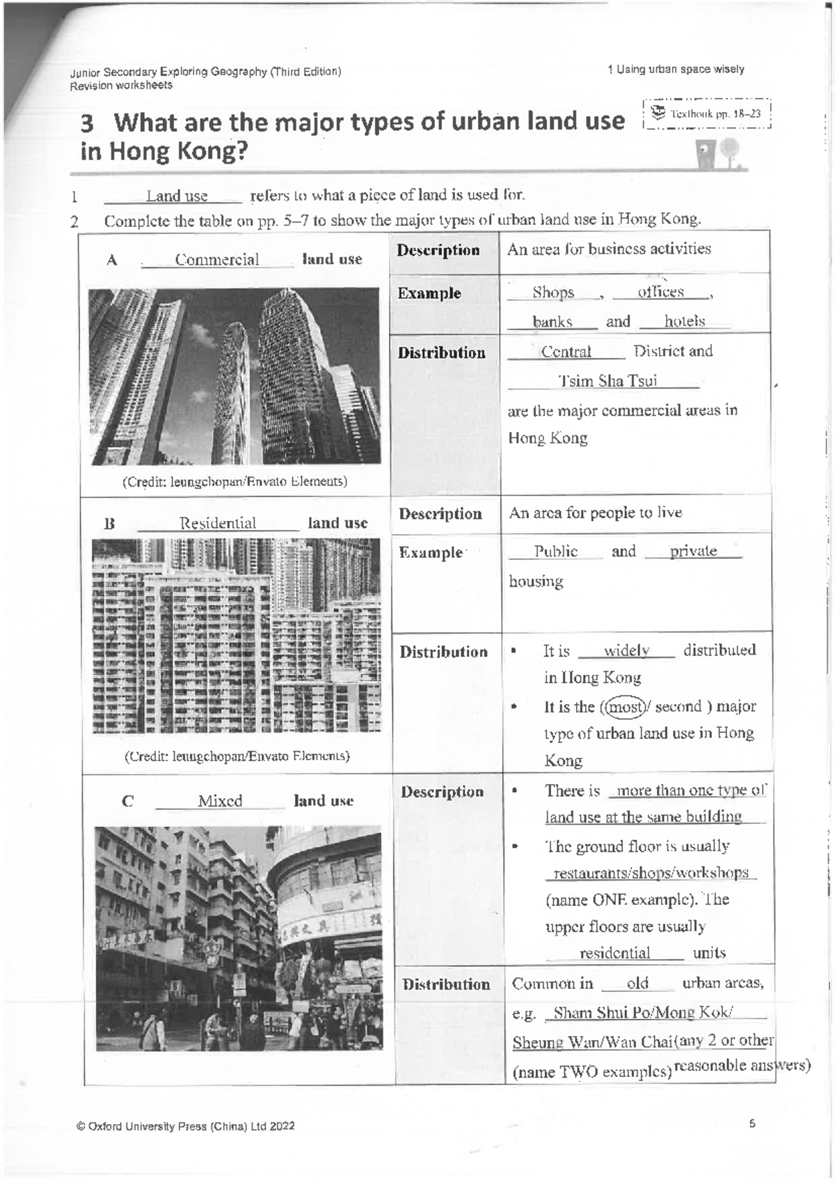 Junior Secondary Geography (3rd Ed) Revision: Urban Land Use in HK ...