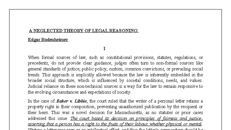 Bodenheimer's Model of Dialectical Legal Reasoning - Studocu