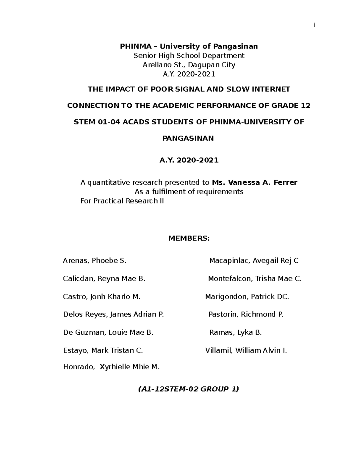 The Impact of Poor Signal and Slow Internet on G12 STEM 01-04 Acads - Studocu