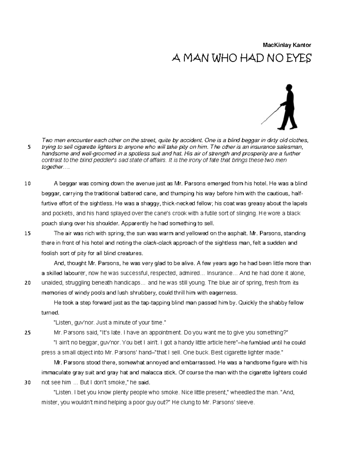 **CS101 Case Study: A Man Who Had No Eyes Analysis** - Studocu