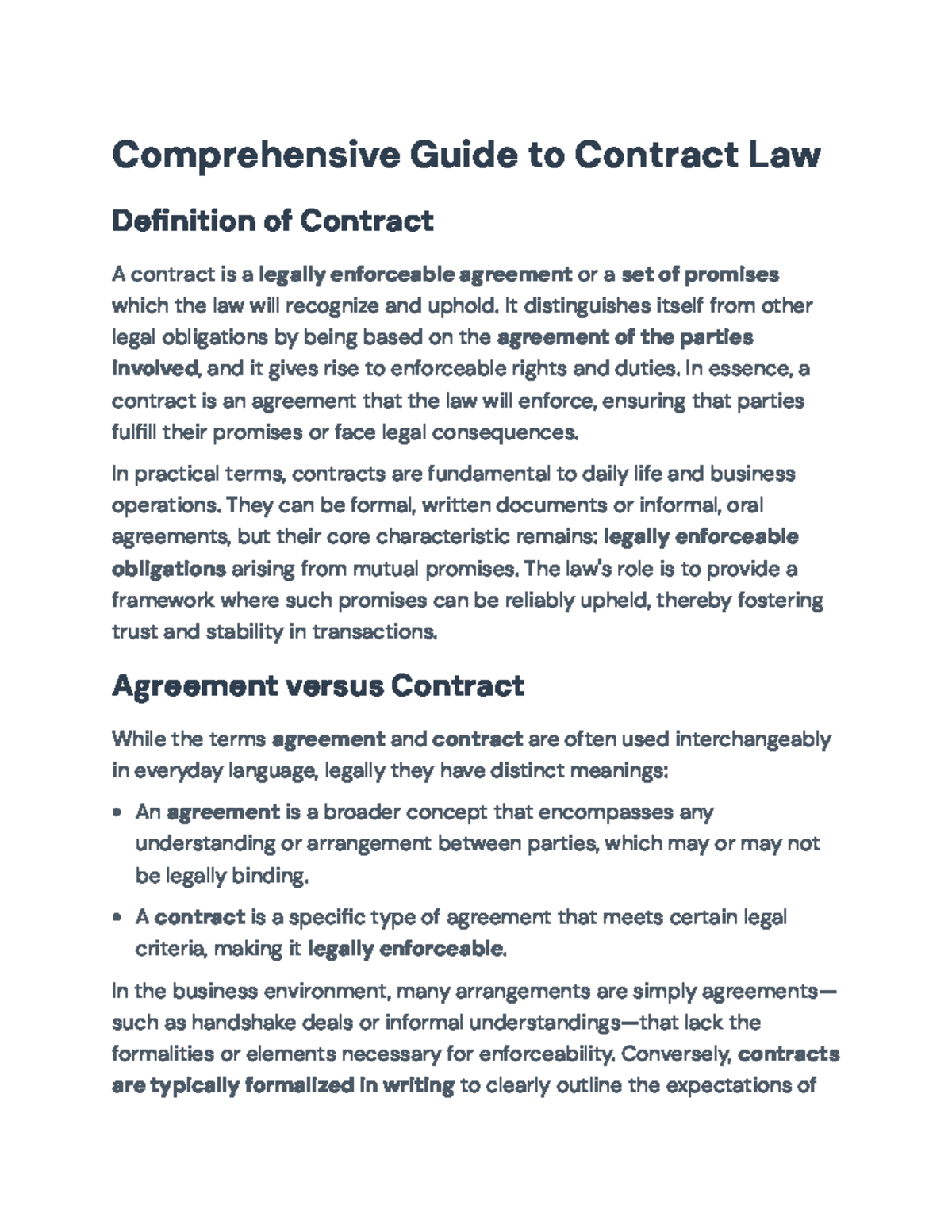 Comprehensive Guide to Contract Law: Principles & Applications (LAW101 ...