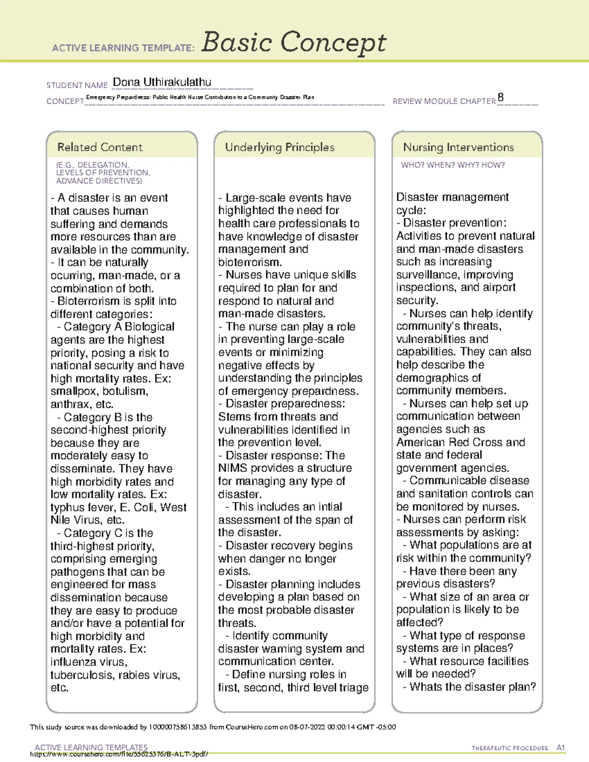 ATI Basic Concept Levels of Prevention - ACTIVE LEARNING TEMPLATES ...