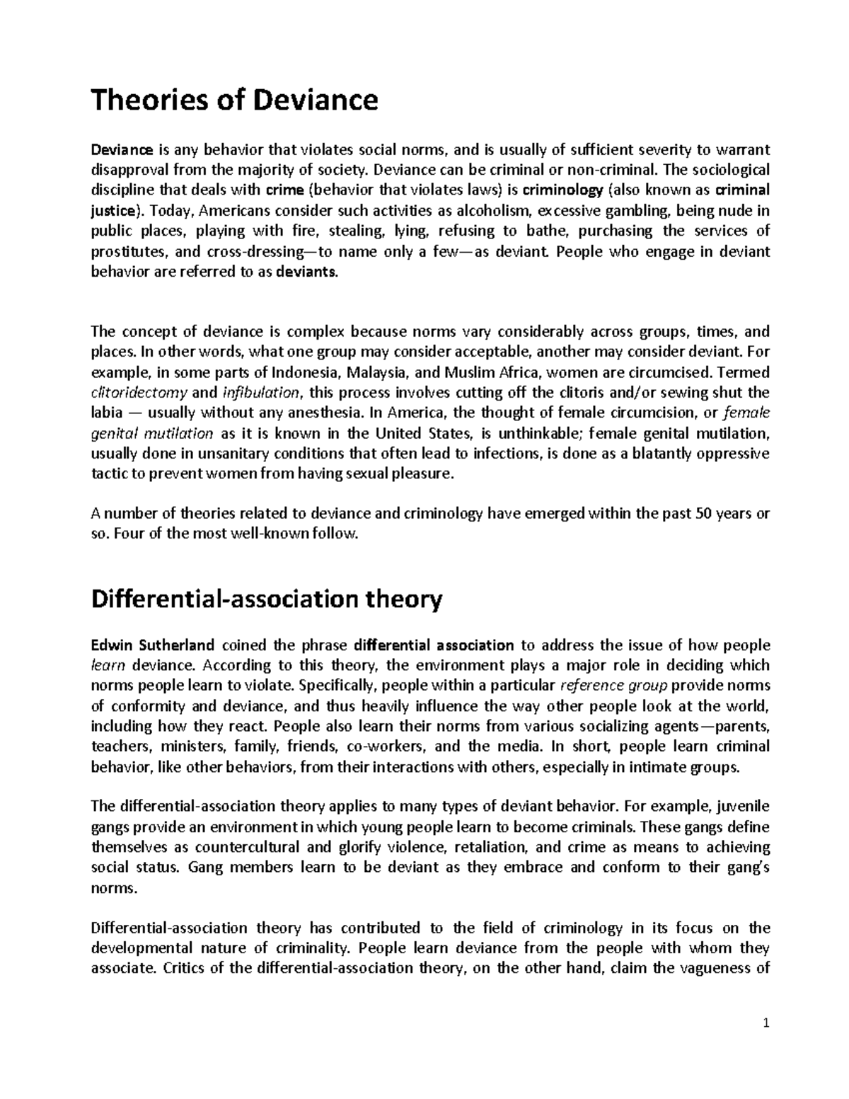 Theories of Deviance: Labeling, Anomie, Control, & Learning Models ...