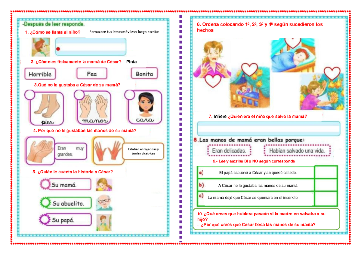 Comprensión de Texto: Manos Feas y la Historia de César - Studocu