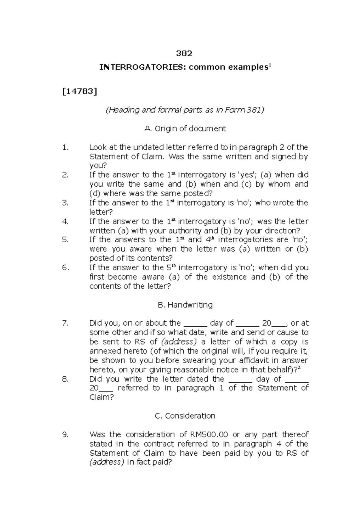 382 Interrogatories common examples - 382 INTERROGATORIES: common ...