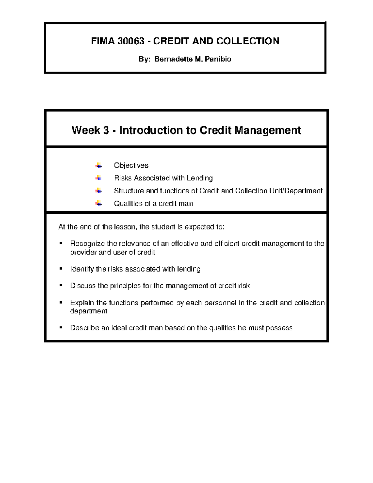 Week 3: Intro to Credit Management - Risks and Functions Explained ...