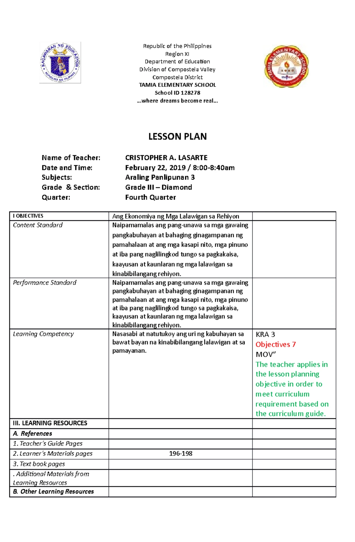 lesson plan sa araling panlipunan 10 konsepto ng pagkamamamayan ...