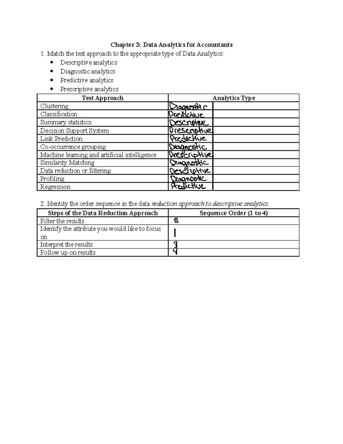 Data Analytics Concepts for Accountants - Chapter 3 Problems - Studocu
