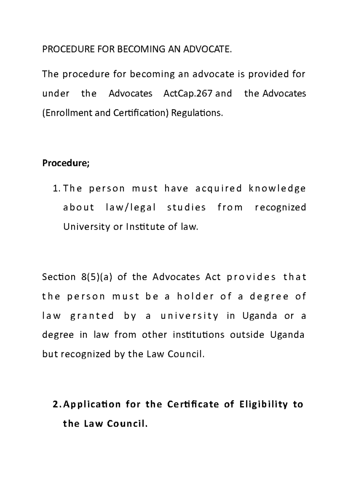 Procedure for Becoming an Advocate: Overview and Requirements - Studocu