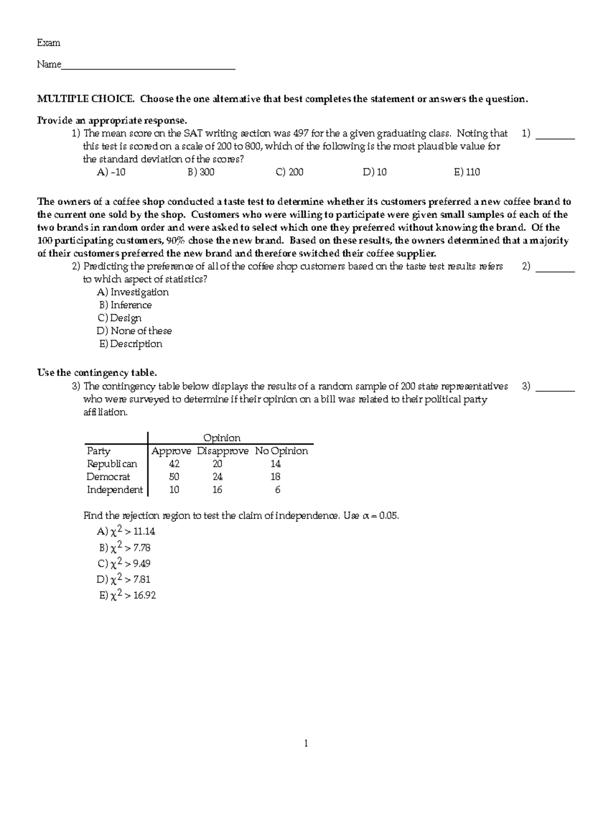 STAT 101 - Final Exam Review: Data Analysis Concepts and Applications - Studocu