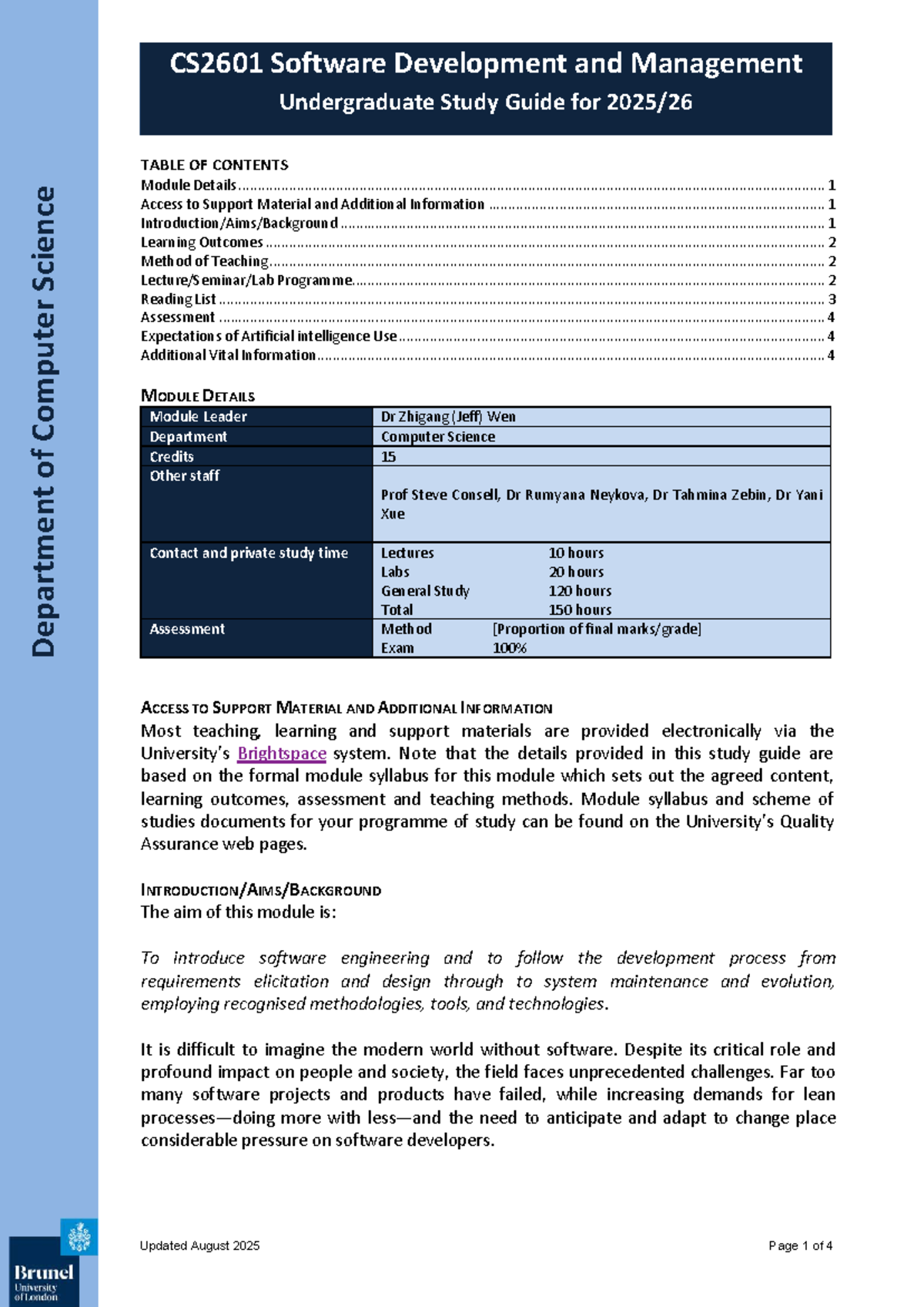 CS2601 Software Development & Management Study Guide 2025-26 - Studocu