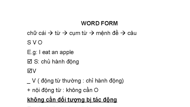 SVO Sentence Structure: Understanding Verbs and Objects - Studocu
