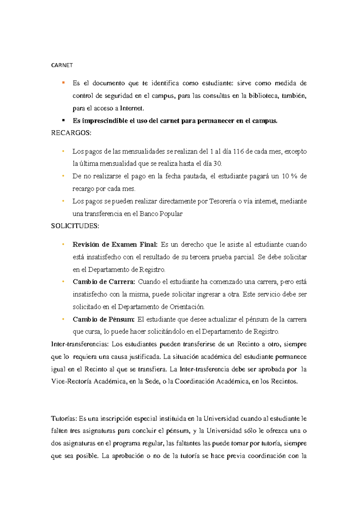 Orientacion universitaria repaso - CARNET Es el documento que te ...