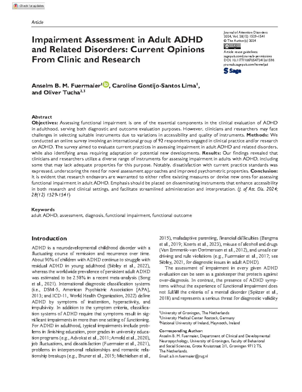1261598: Impairment Assessment in Adult ADHD - Current Clinical ...
