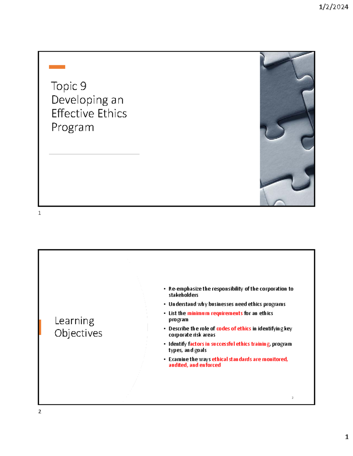 Topic 9: Developing an Effective Ethics Program for Corporations - Studocu