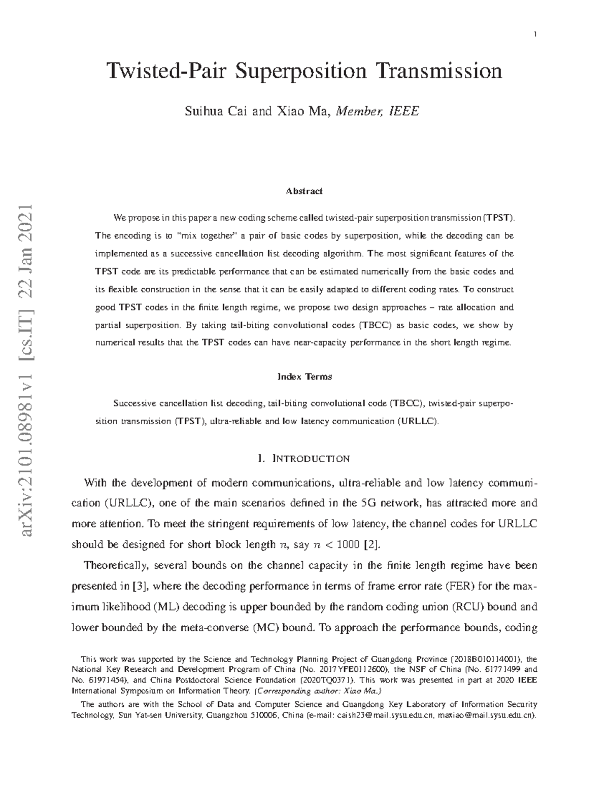 2101 - Twisted-Pair Superposition Transmission (TPST) Coding Scheme ...