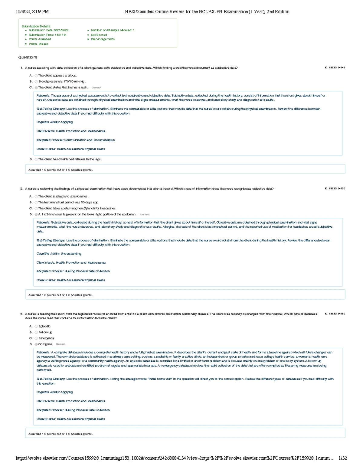 Module 1 Exam - Questions Submission Date: 9/6/2022Submission Date: 9/6 ...