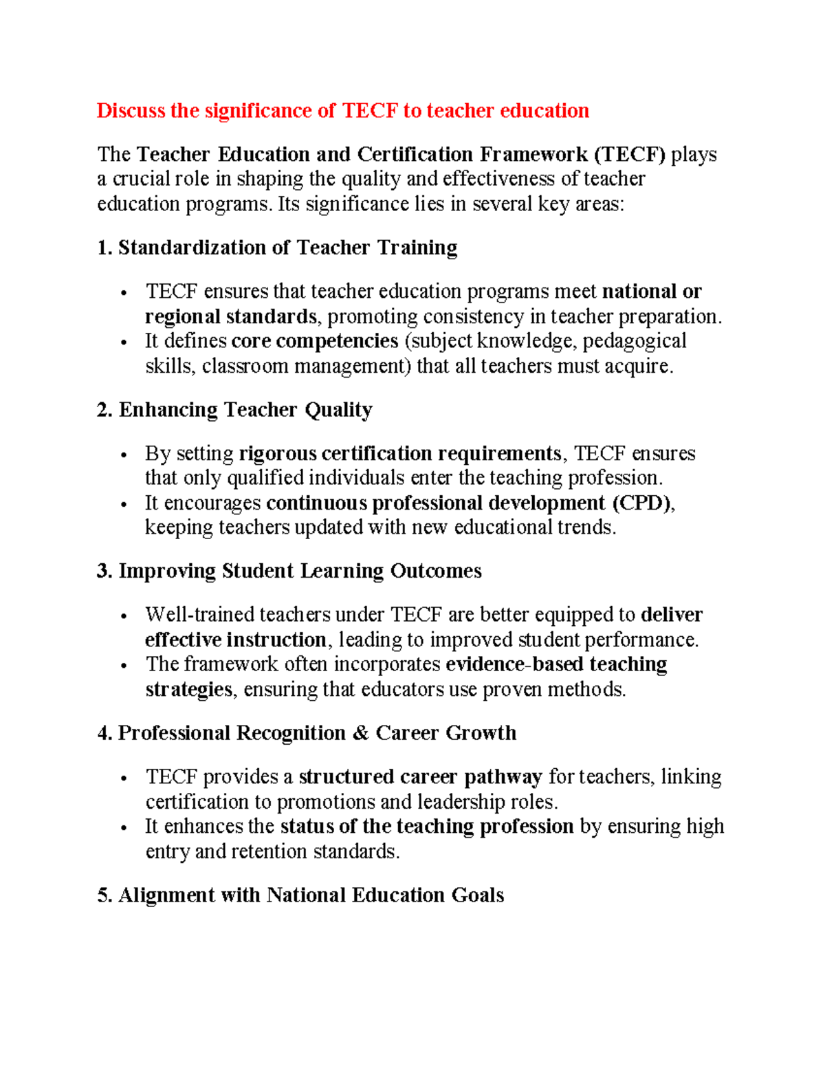 Curriculum Studies Notes: The Significance of TECF in Teacher Education ...
