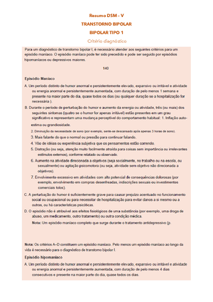 Resumo DSM - Transtorno Depressivo Maior e Persistente - Studocu