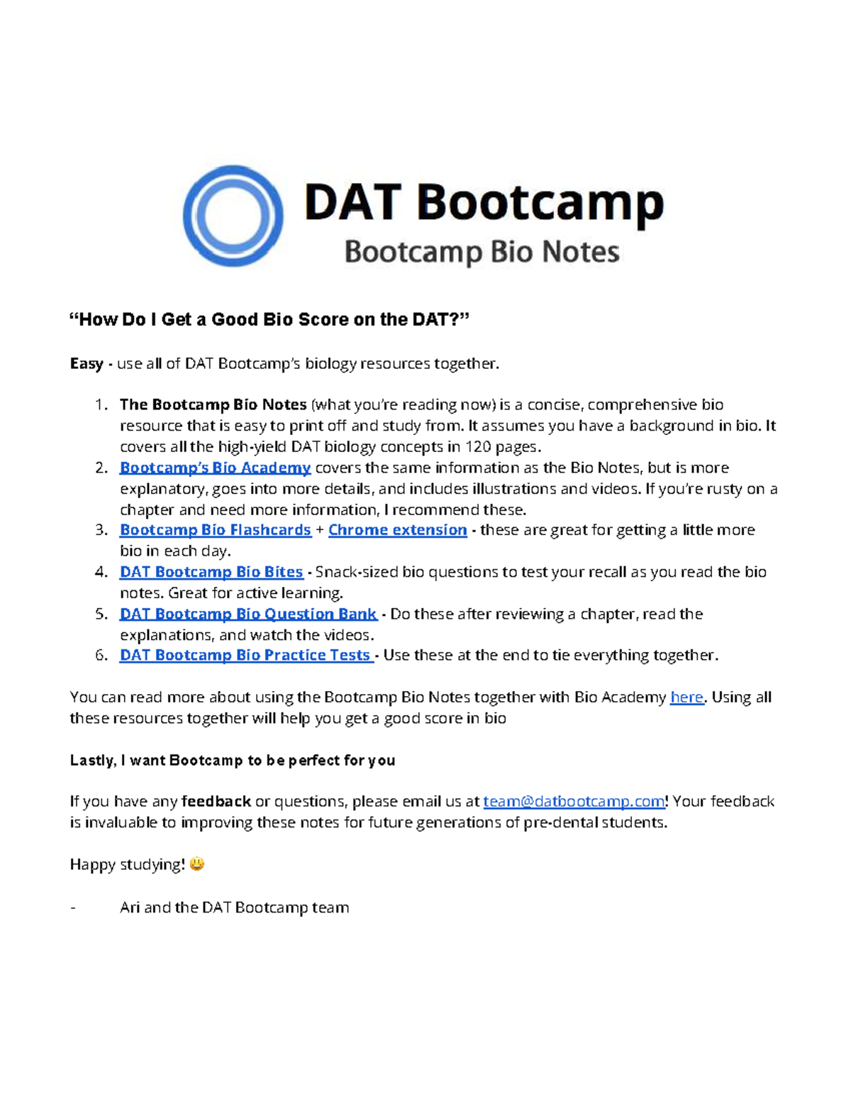 DAT Bootcamp Biology Notes: Comprehensive Study Guide for Success - Studocu